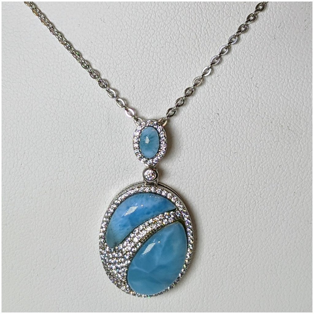 #28 Larimar Necklace - Silver Papillon